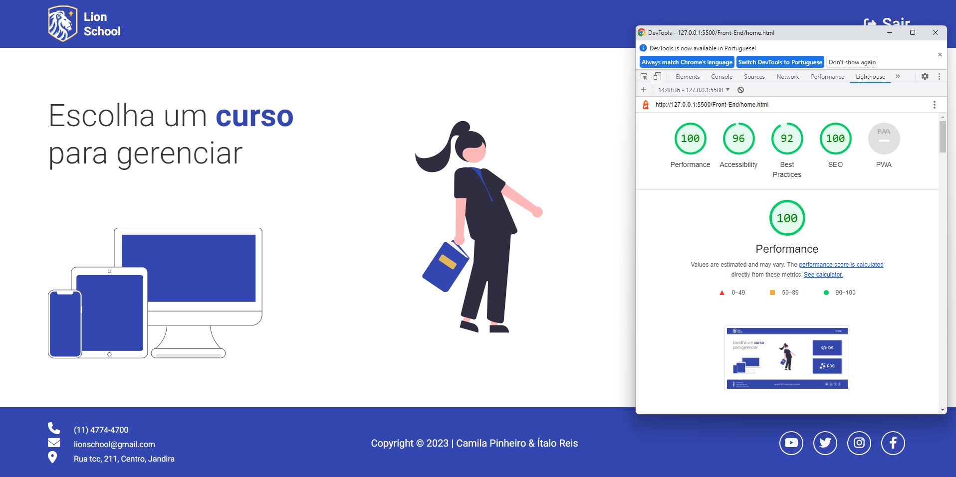 Projeto_Integrado_Lion_School | Desenvolvendo projeto em dupla.